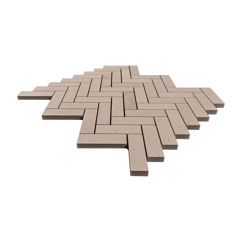 Limestone Mosaic Tile - 1x3 Herringbone Honed Beige - Stone Market Usa