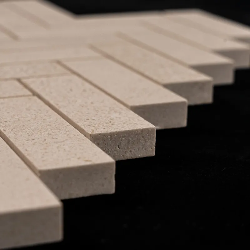 Limestone Mosaic Tile - 1x3 Herringbone Honed Beige - Stone Market Usa