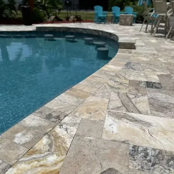 Anthic Onyx French Pattern Set | Tumbled Travertine Tile