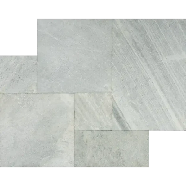 Pacific Mist French Pattern Set | Sandblasted Gray Blue Marble Pavers