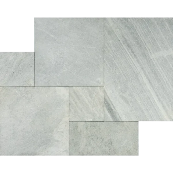 Pacific Mist French Pattern Set | Sandblasted Gray Blue Marble Pavers