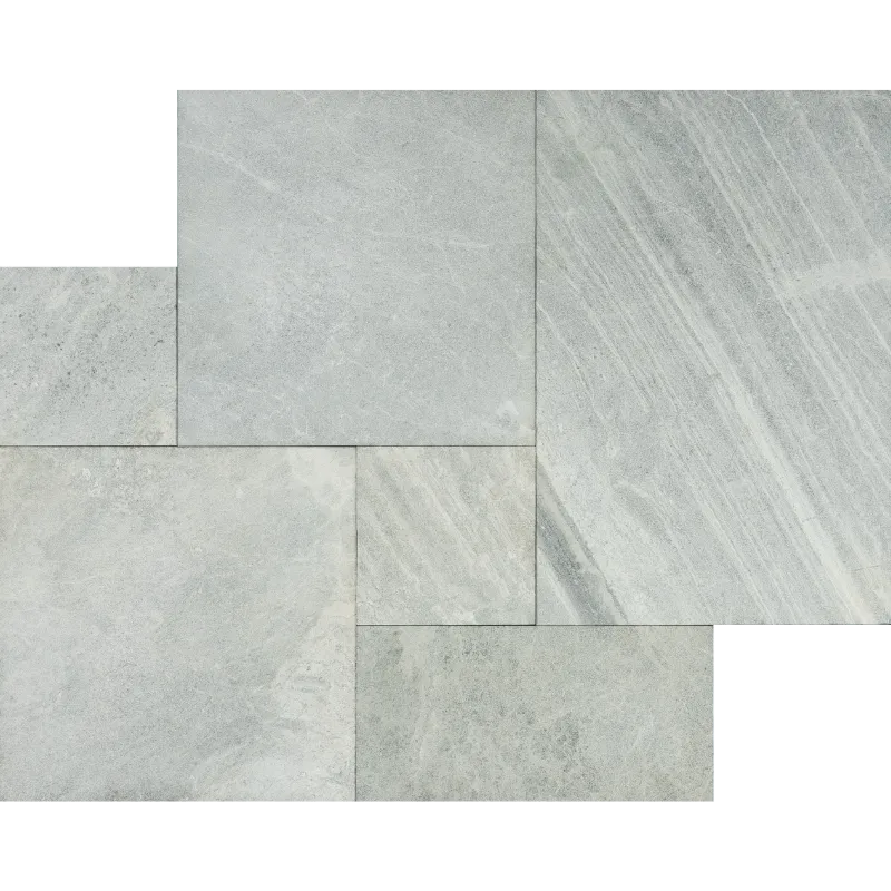 Pacific Mist French Pattern Set | Sandblasted Gray Blue Marble Pavers