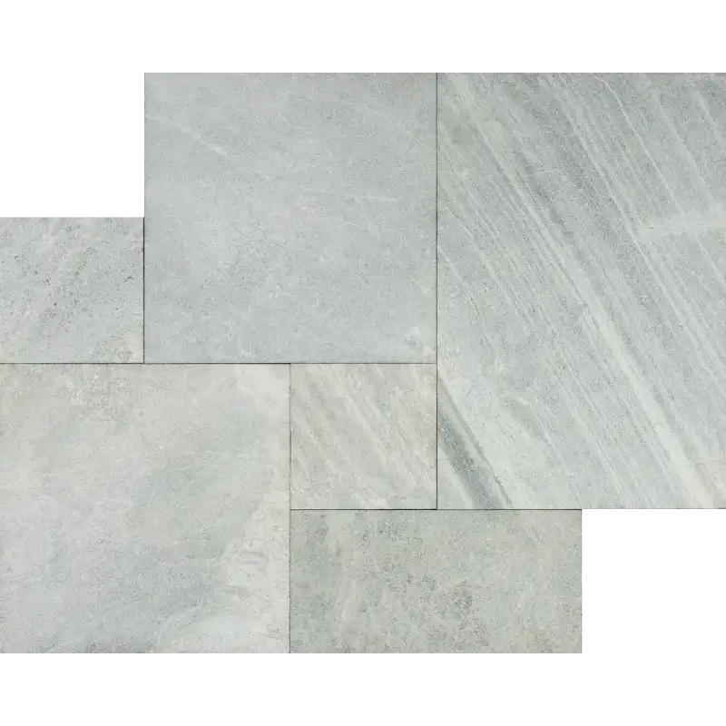 Pacific Mist French Pattern Set | Sandblasted Gray Blue Marble Pavers